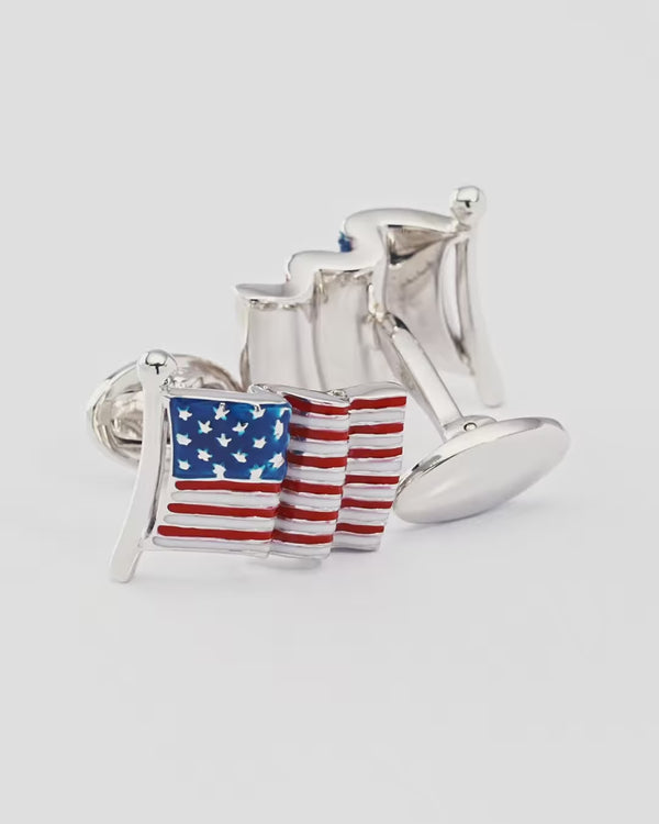 American Flag Waving Sterling Silver Cufflinks – Jan Leslie