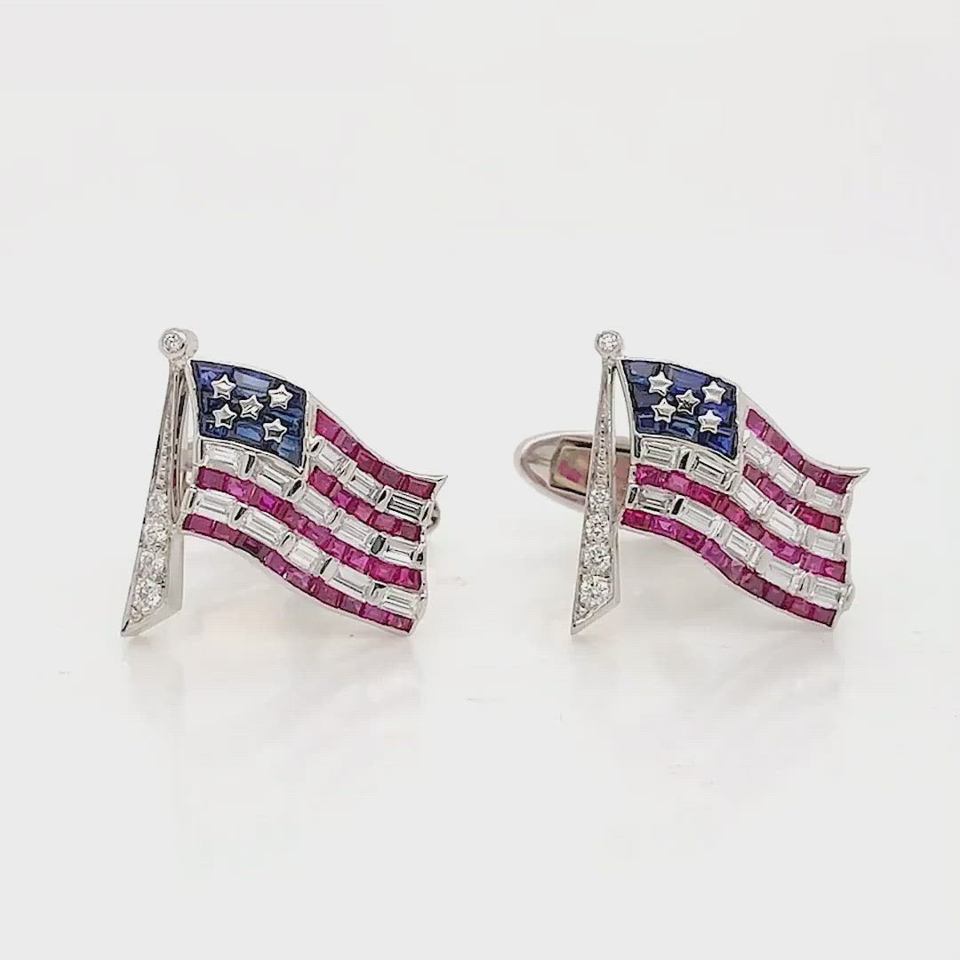 Platinum Gold Diamond & Gemstone American Flag Cufflinks – Jan Leslie